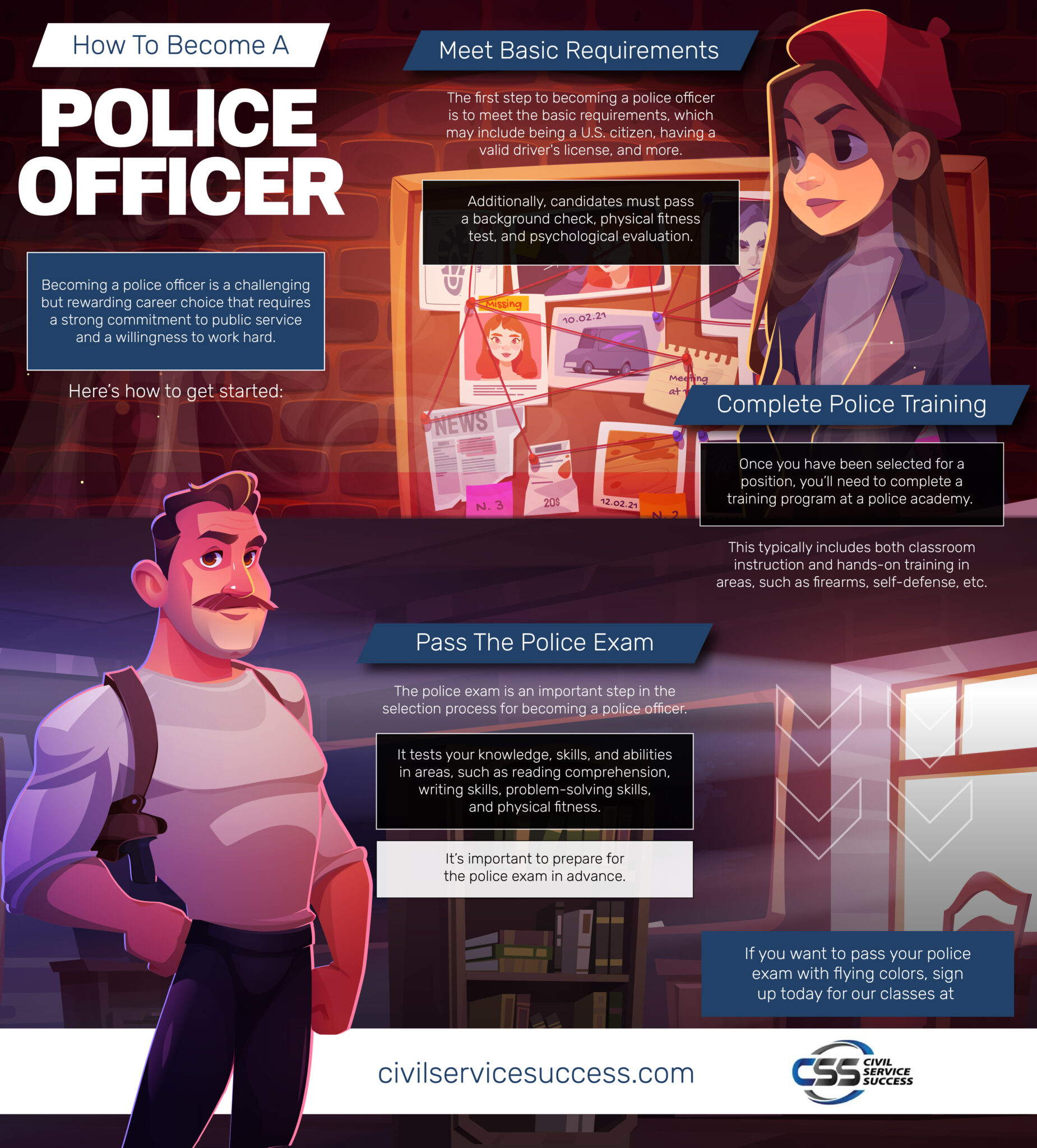 How To Become A Police Officer - Infographic - Civil Service Success